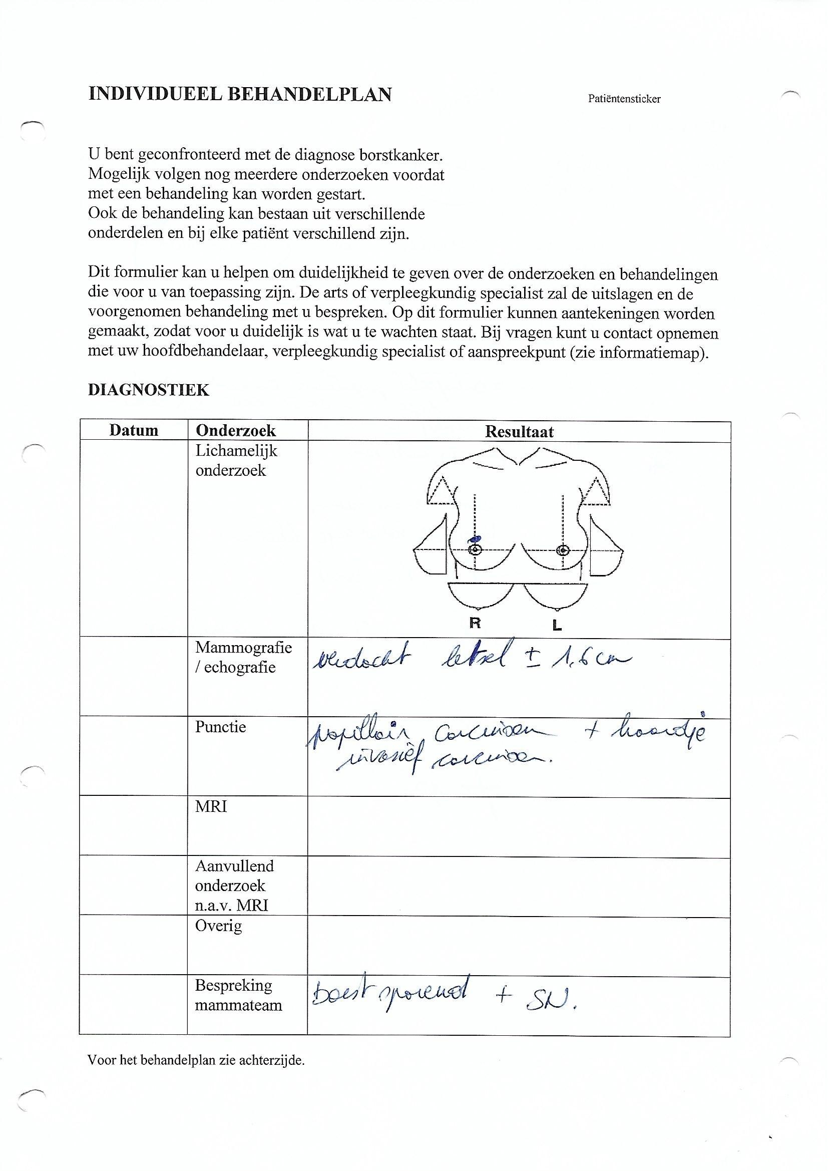 Diagnose en behandelplan. | Kanker.nl